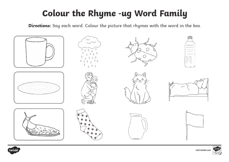 Colour The Rhyme - Ug Word Family | PDF
