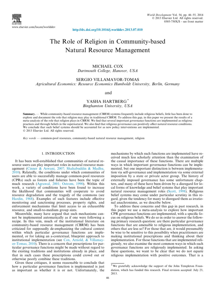 Religion in Community Management | PDF | Governance | Meta Analysis