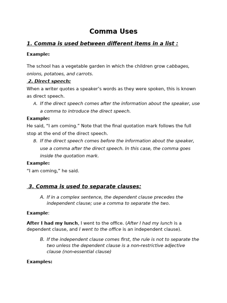 Comma Uses | PDF | Comma | Adjective