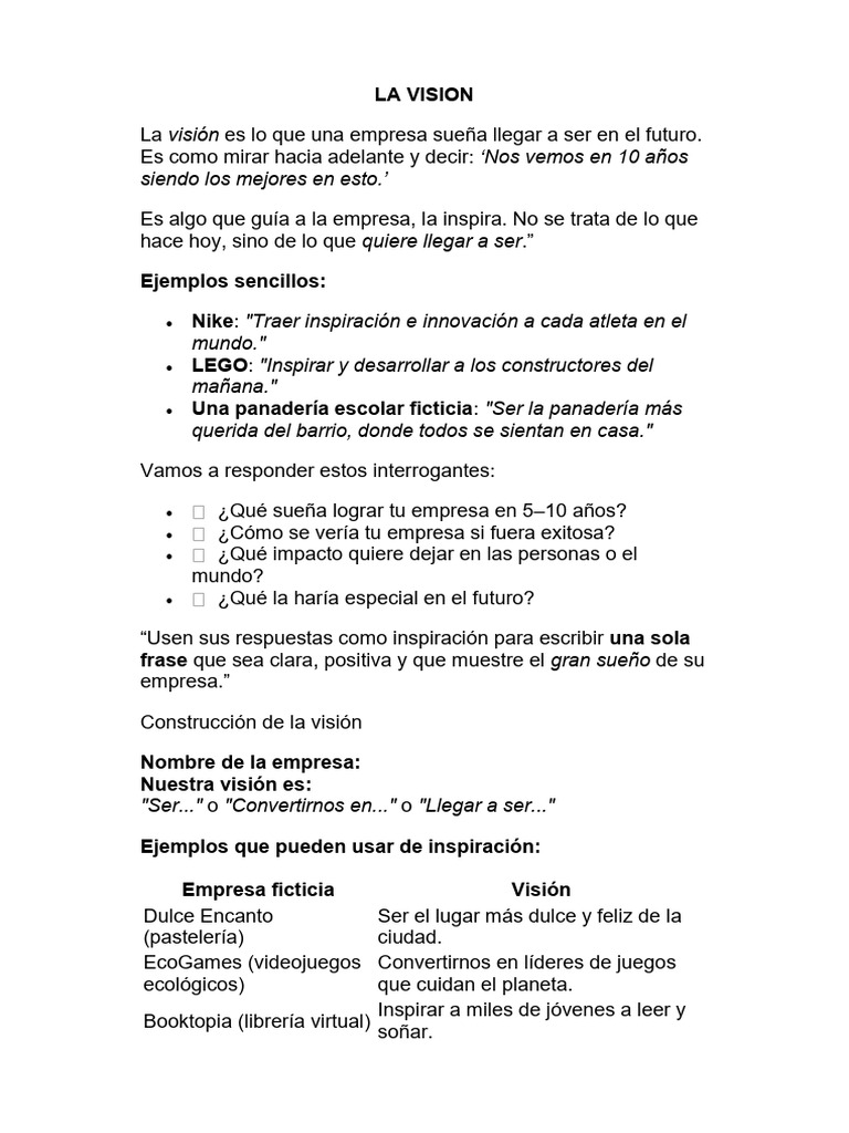 Cómo Definir la Visión Empresarial | PDF