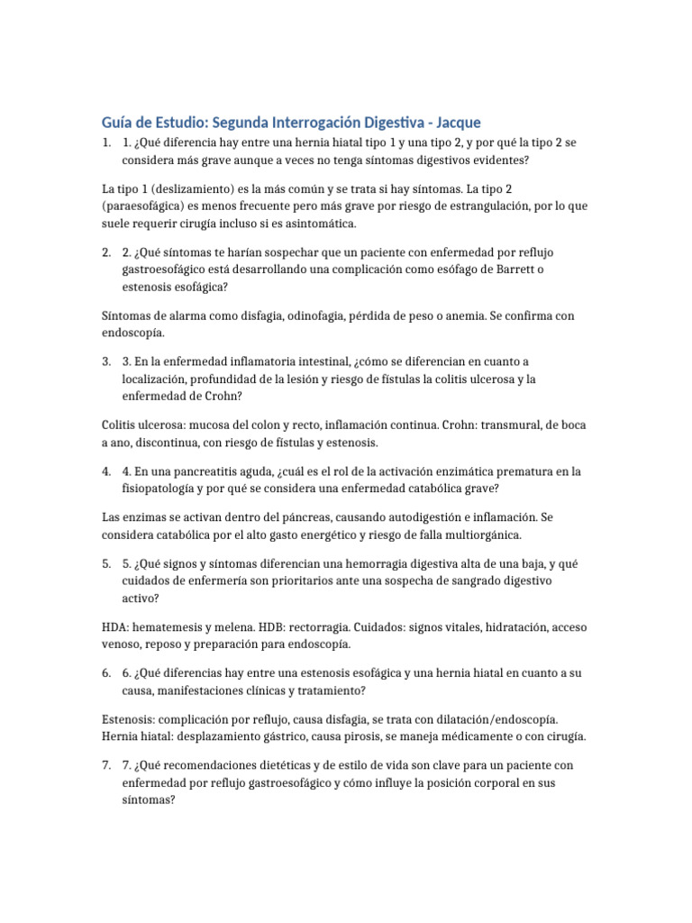 Guía Segunda Interrogación Digestiva - Jacque | PDF | Enfermedades y trastornos | Especialidades ...