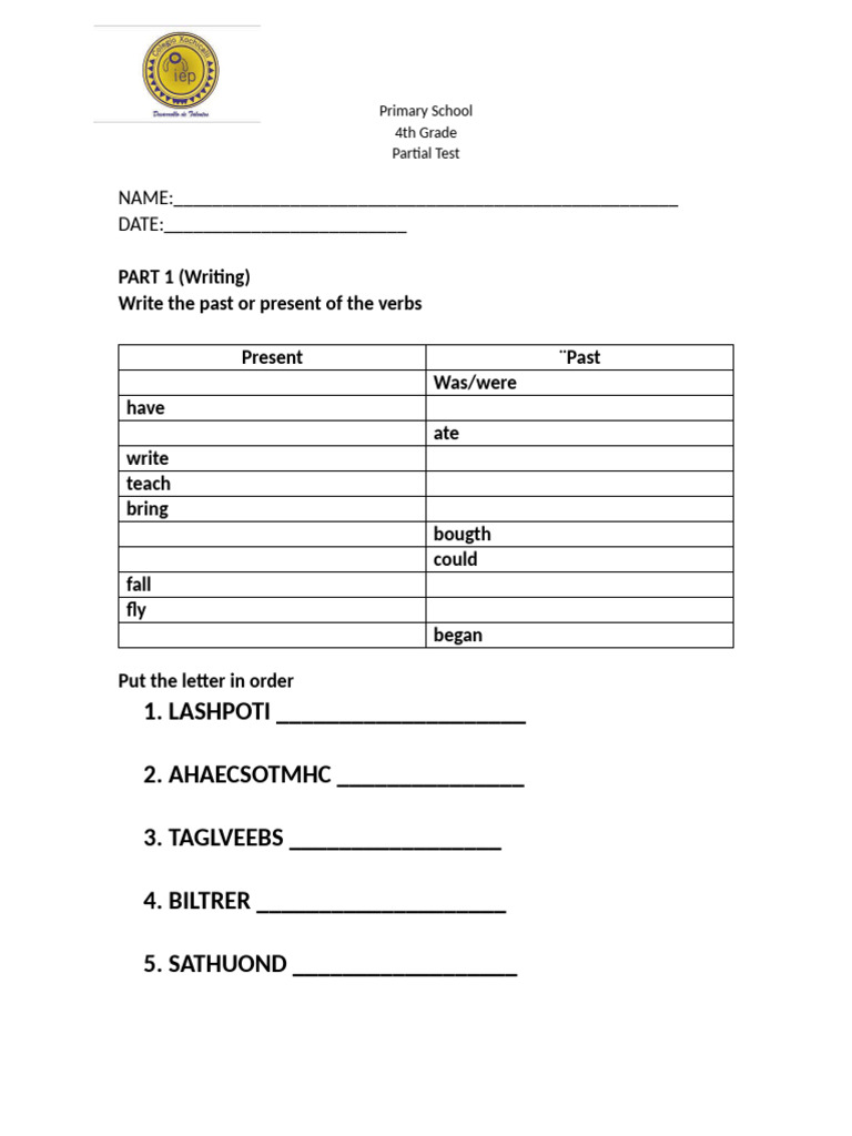 Primary School TEST | PDF