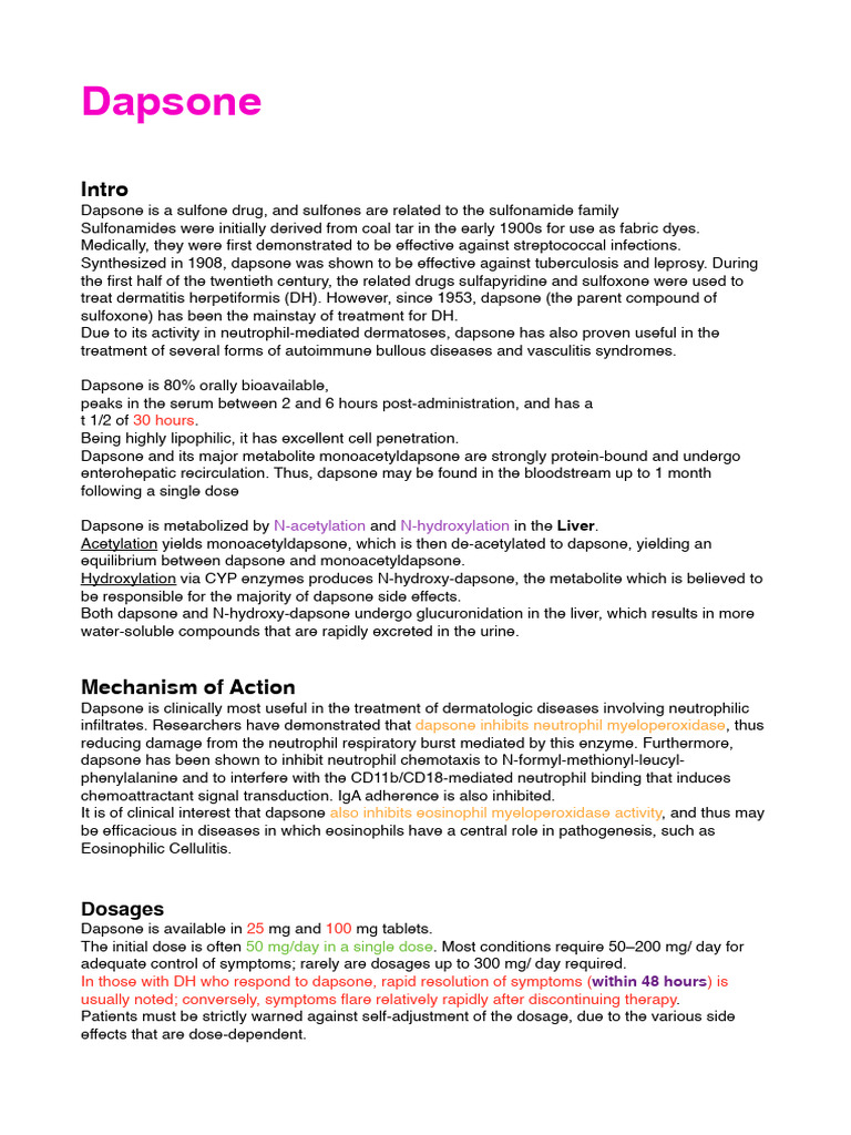 Dapsone | PDF | Drugs | Clinical Medicine