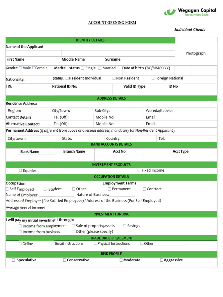 Personal Account Opening Form | PDF | Employment | Investing