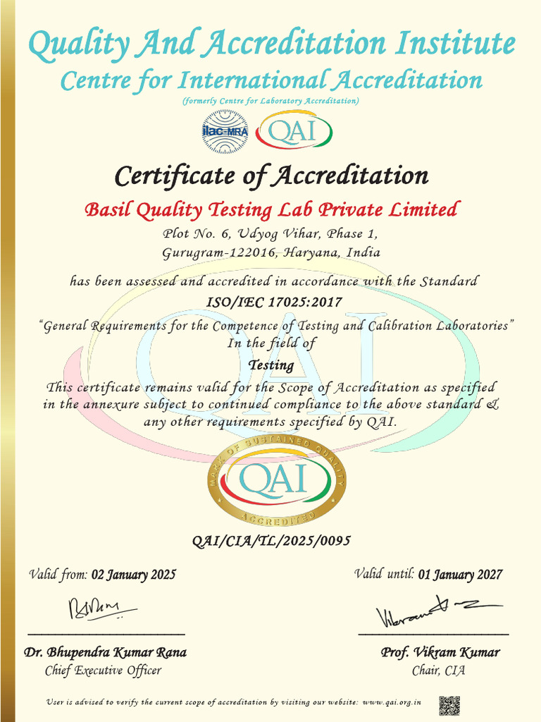 Accreditation of Basil Quality Testing Lab | PDF | International ...