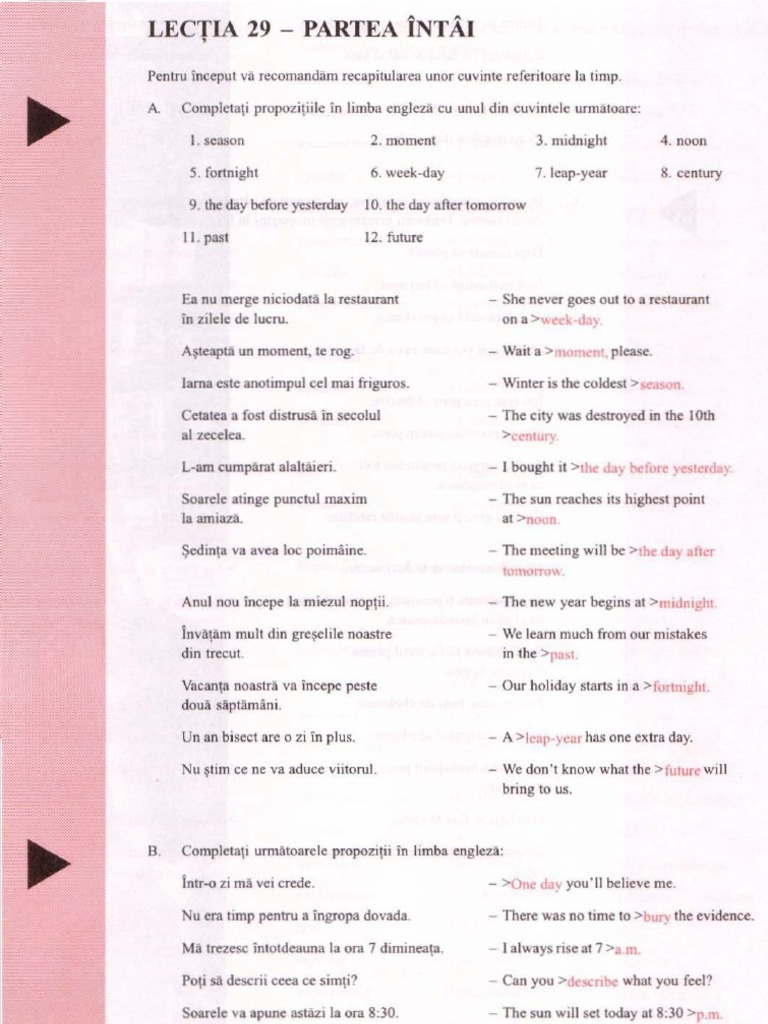 Engleza Pentru Nivel Intermediar - Lectia 29-30 | PDF | Language Arts ...