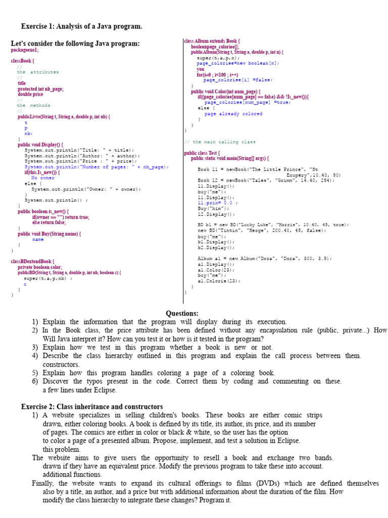 RSI2 TD2 Correction Java Inheritance | PDF | Computer Programming | Software Engineering
