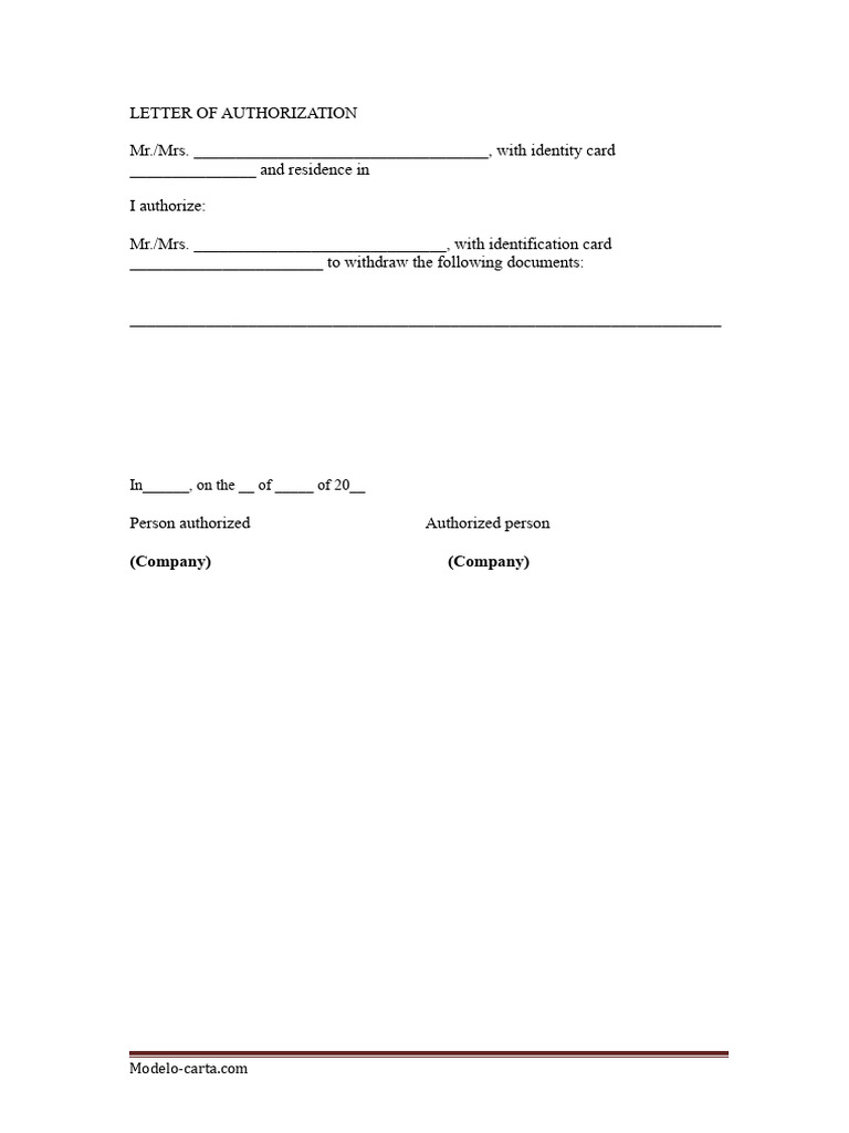 Authorization Letter to Withdraw Documents | PDF