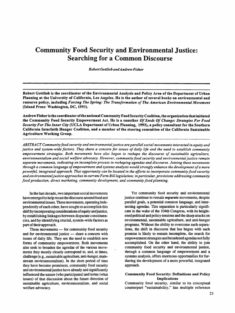 Integrating Food Security and Justice | PDF