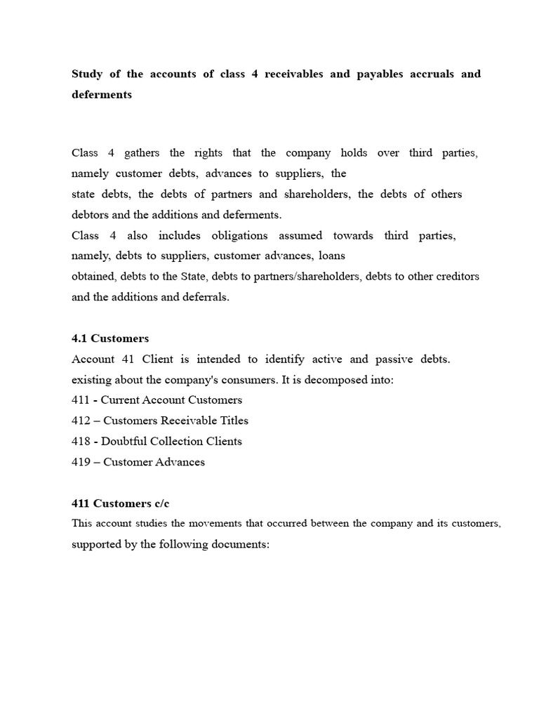 Study of Accounts of Class 4 Accounts Receivable Payable Accruals and ...