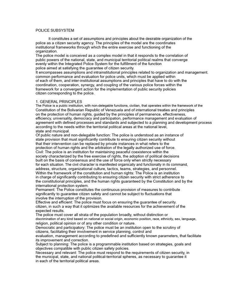 Police Subsystem Principles and Functions | PDF | Police | Human Rights