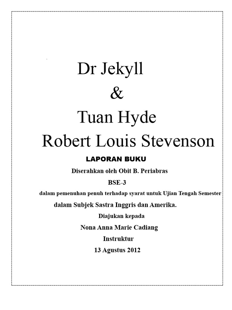 Laporan Buku Dr. Jekkyl Dan Mr. Hyde | PDF