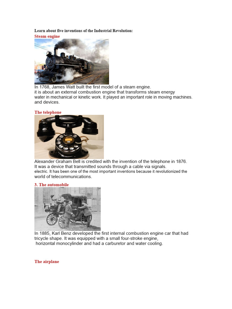Key Inventions of the Industrial Revolution | PDF | Engines | Telegraphy