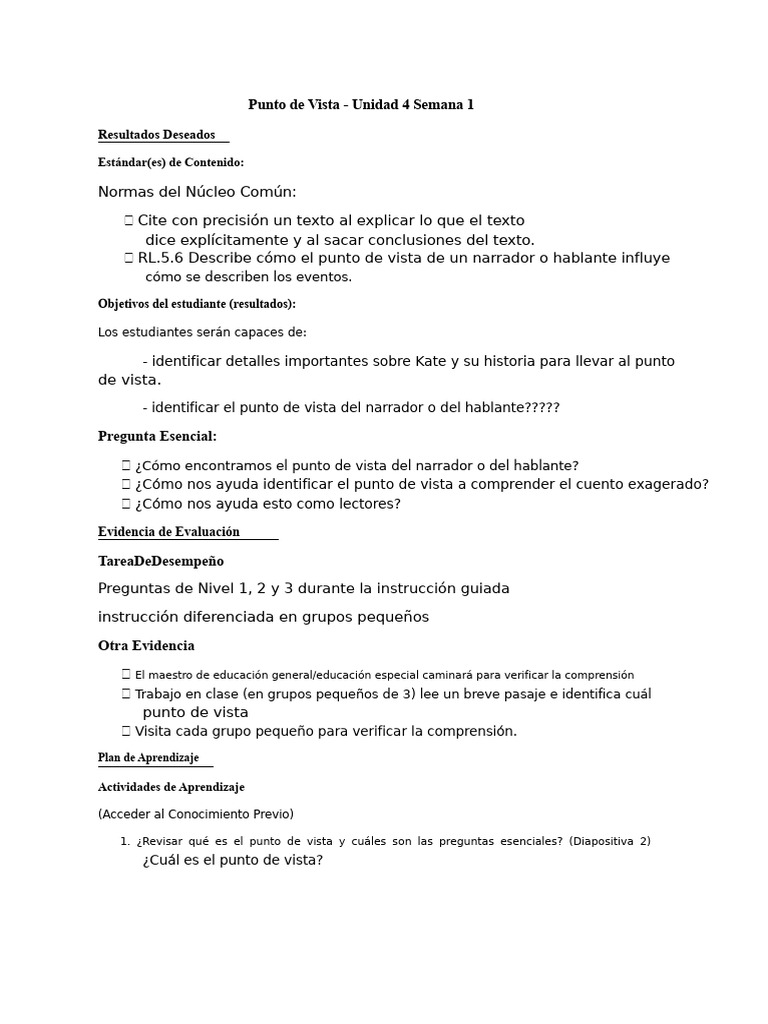 Lección de Punto de Vista | PDF