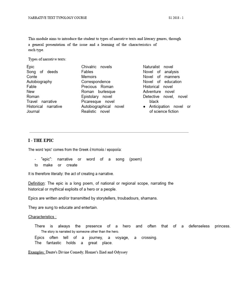 Typology of Narrative Texts S1-4 | PDF | Narrative | Novels