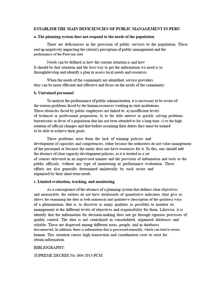 Establish The Main Deficiencies of Public Management in Peru | PDF ...
