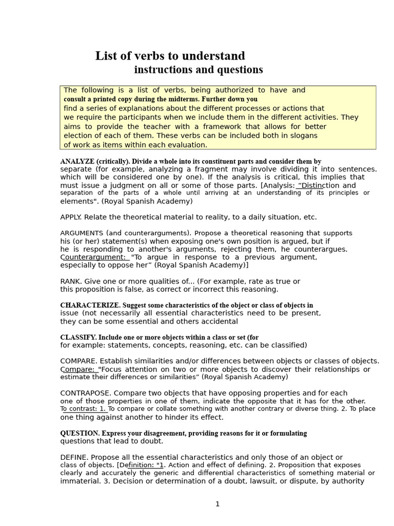 Essential Verbs for Critical Thinking | PDF | Reason | Theory