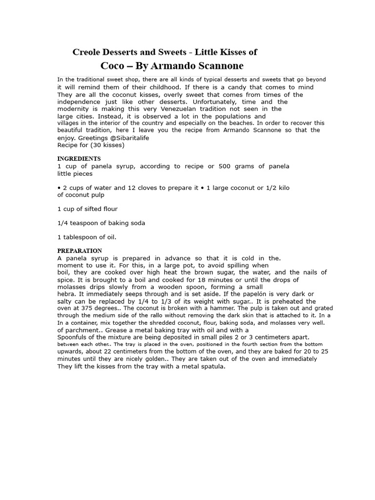 Andean Creole Desserts and Sweets | PDF | Desserts | Cakes