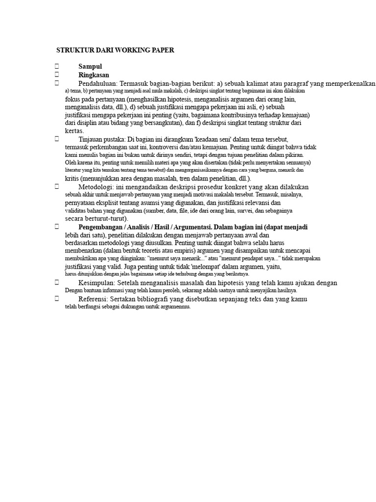 Struktur Working Paper | PDF