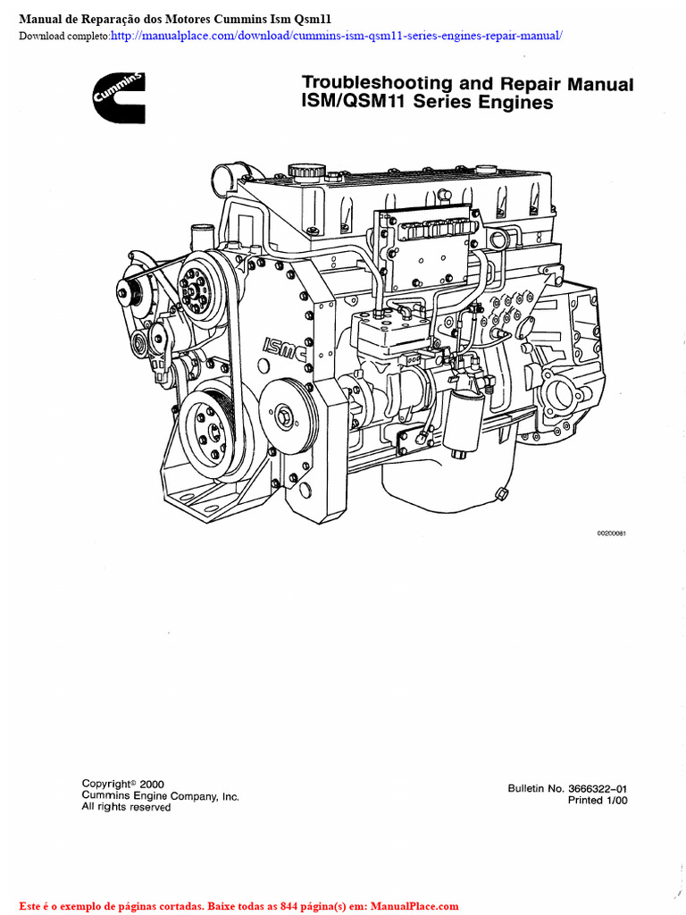 Manual de Reparação Dos Motores Cummins Ism Qsm11 | PDF