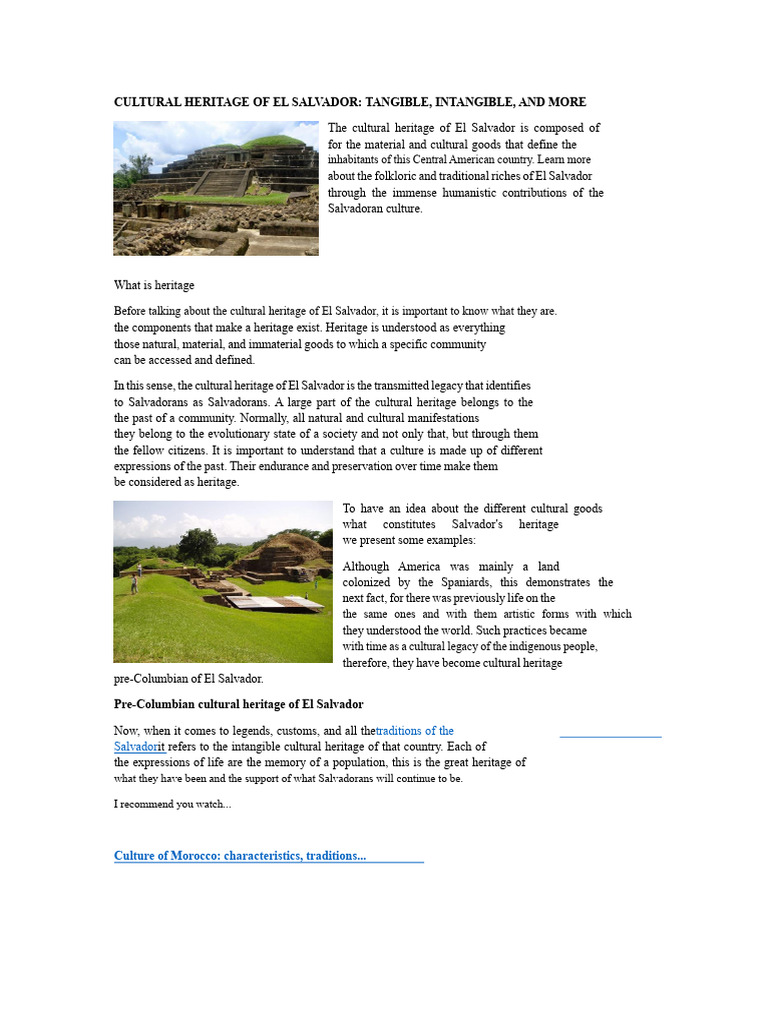 El Salvador's Rich Cultural Heritage | PDF | El Salvador | Cultural ...
