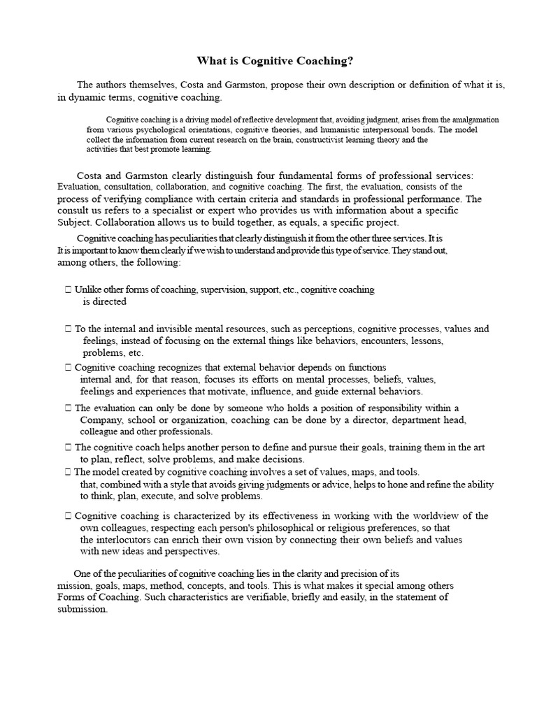 What is Cognitive Coaching? | PDF | Cognition | Feeling