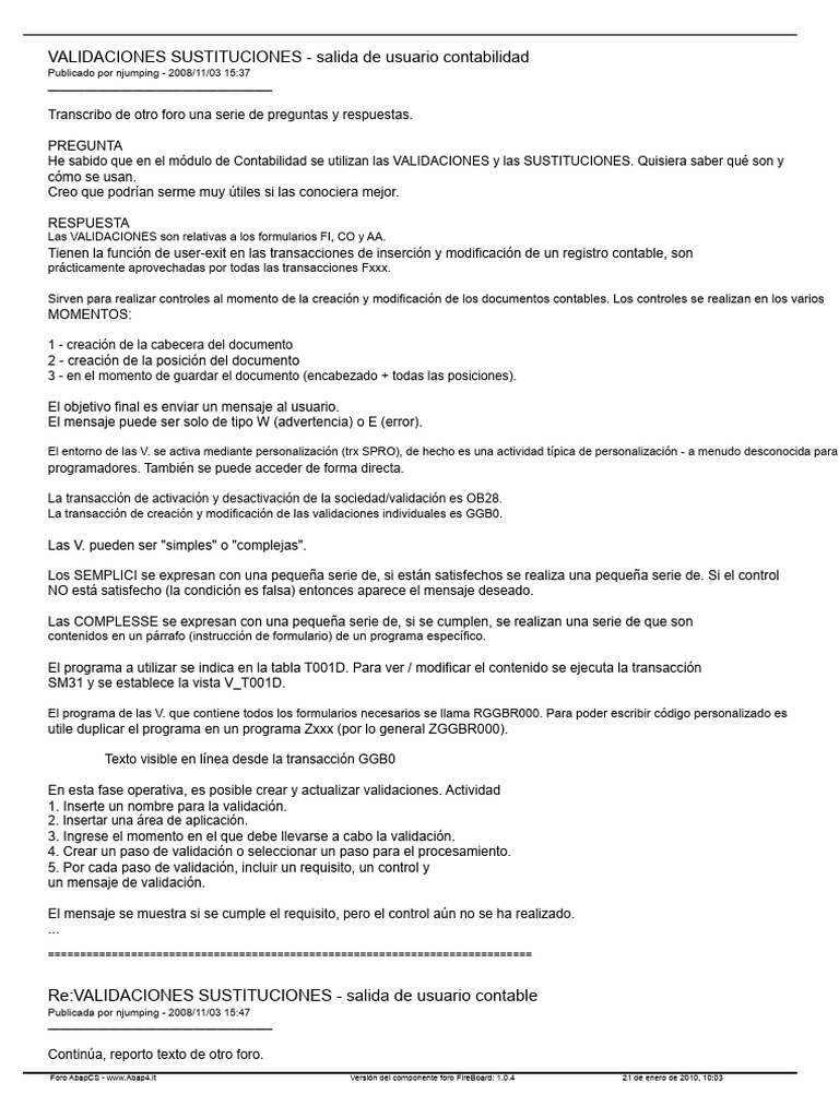 Guía de Validaciones en Contabilidad | PDF | Contabilidad | Informática