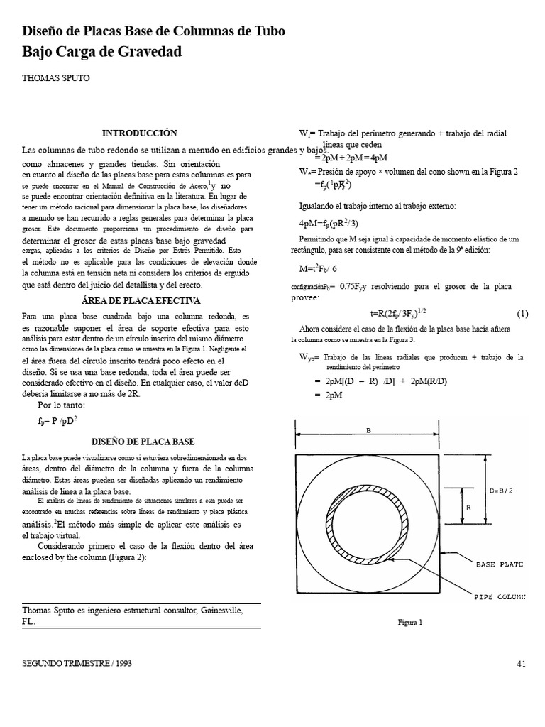Diseño de Placa Base de Columna de Tubería-1 | PDF | Ingeniería estructural | Ingeniería mecánica