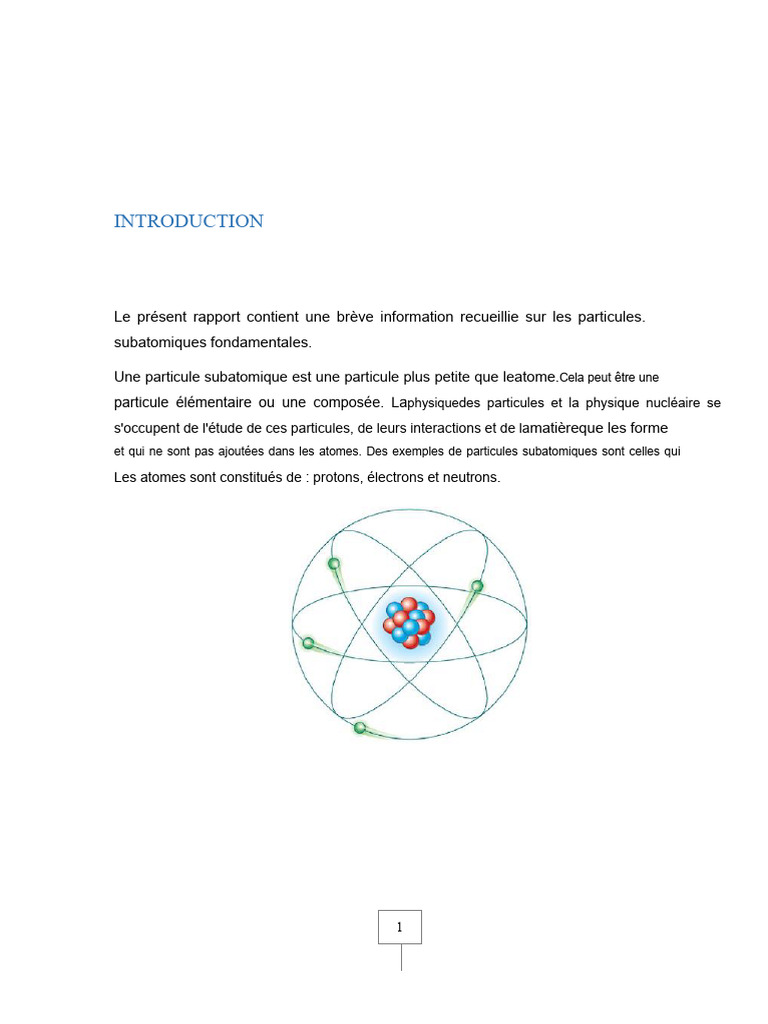Rapport Bersy PARTICULES SUBATOMIQUES | PDF | Atomes | Particule ...