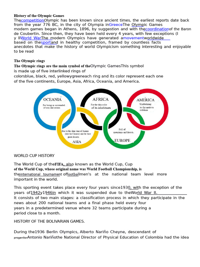Comprehensive History of Olympic Games | PDF | Sports | Multi Sport Events