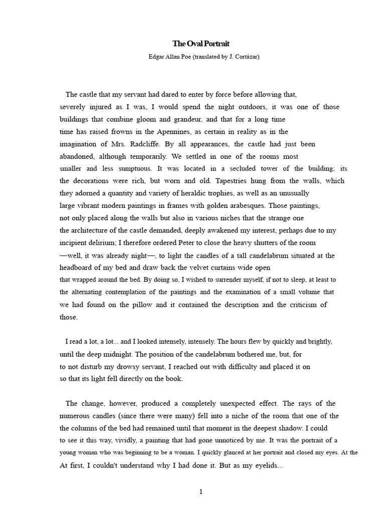 The Oval Portrait Edgar Allan Poe | PDF