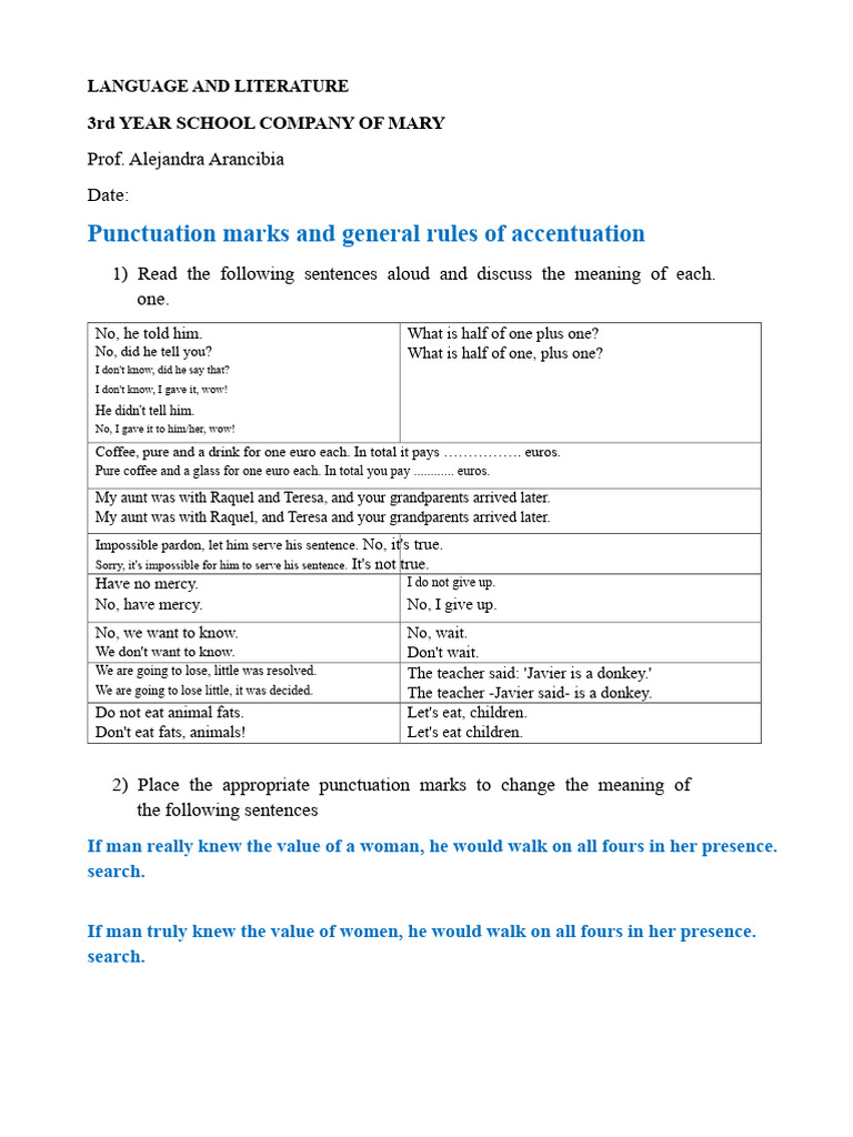 Punctuation - diacritical accent - exercise | PDF | Punctuation | Ellipsis