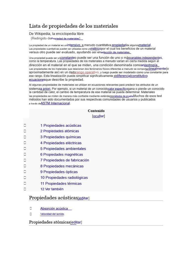 Propiedades de los materiales: Guía completa | PDF | Temperatura ...