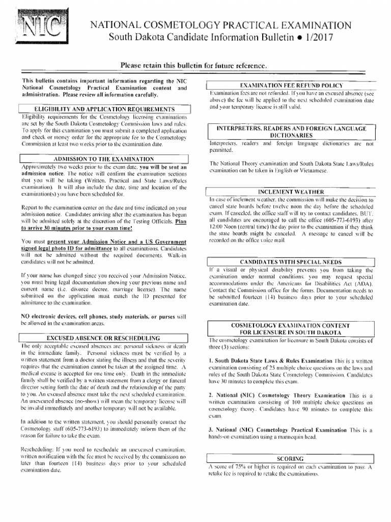 Cosmetology Practical Requirements | PDF