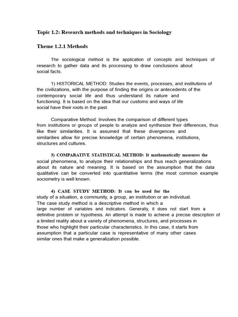 Sociology Research Methods Overview | PDF | Sociology | Methodology