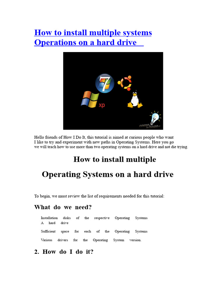Install Multiple Operating Systems Guide | PDF | System Software | Software