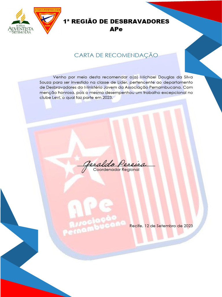 Recomendação Classe de Líder Michael Douglas DBV 1RD | PDF