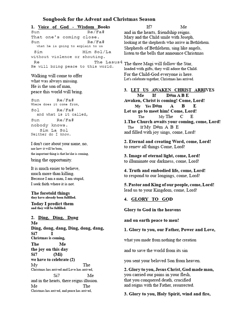 Songs For Advent-Christmas | PDF | Nativity Of Jesus | Glory (Religion)