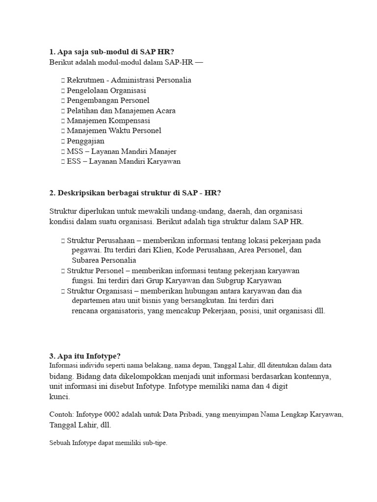 Sub-Modul dan Struktur SAP HR | PDF