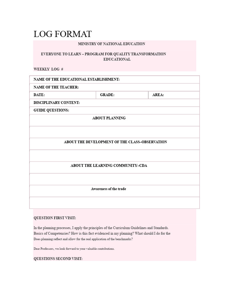 Logbook Format | PDF