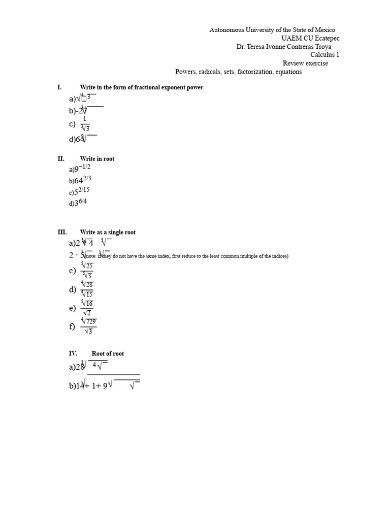 Miscellaneous Exercises | PDF | Factorization | Square Root