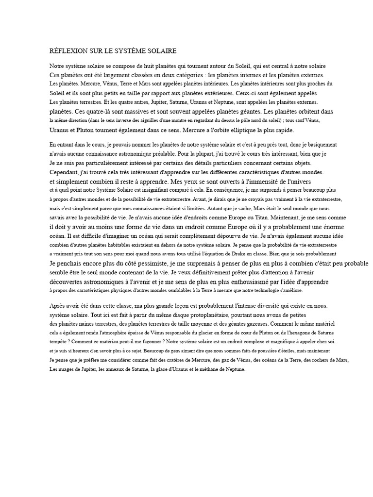 Exploration des Planètes du Système Solaire | PDF | Planètes | Système ...