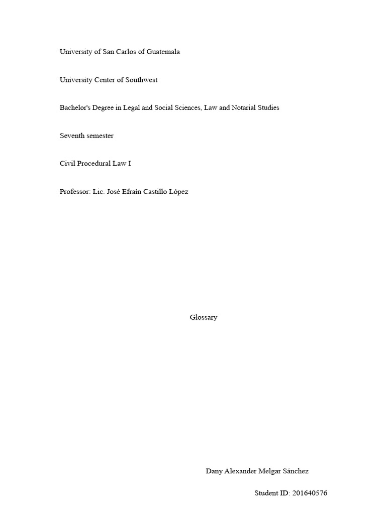 Glossary of Civil Procedural Law Terms | PDF | Lawsuit | Justice