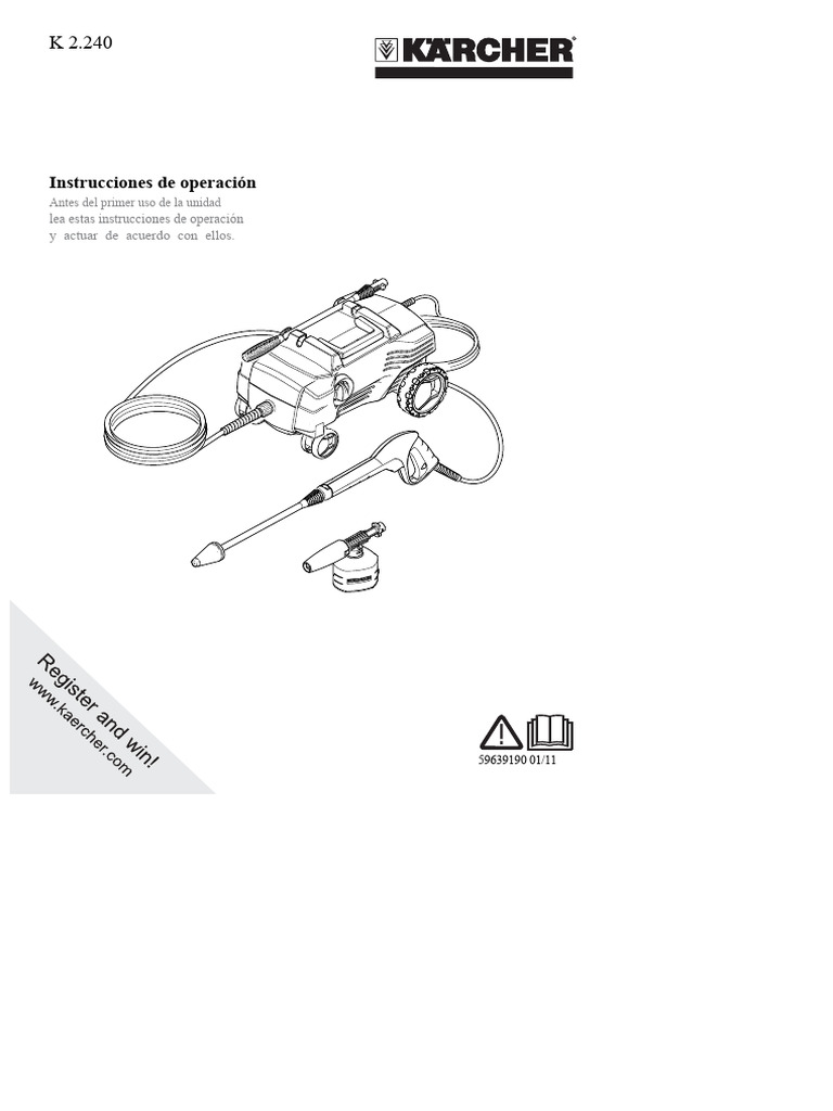Limpiador Karcher K2.240 - Manual | PDF | Agua | Electrodoméstico