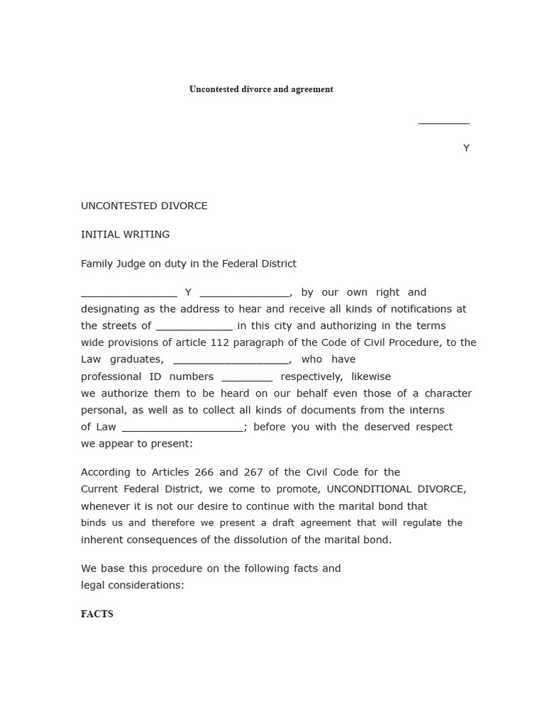 Uncontested Divorce and Agreement | PDF | Divorce | Marriage
