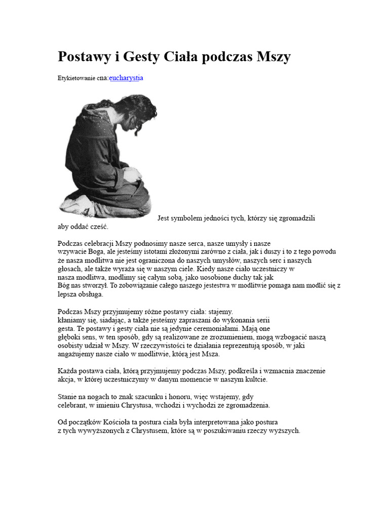 Postawy I Gesty Ciała Podczas Mszy | PDF