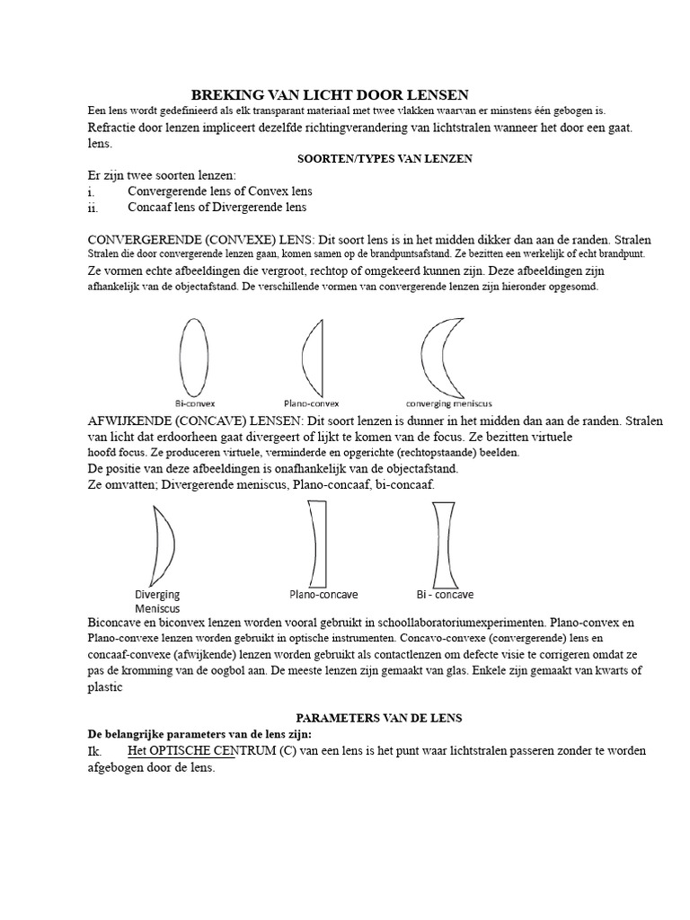 Fysica SSS2 Notitie Over Lenzen...... Re | PDF