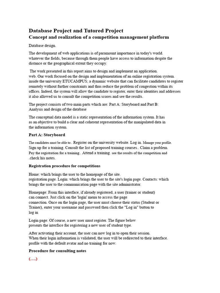 Database Project Report and Tutored Project | PDF | Databases | Data Model