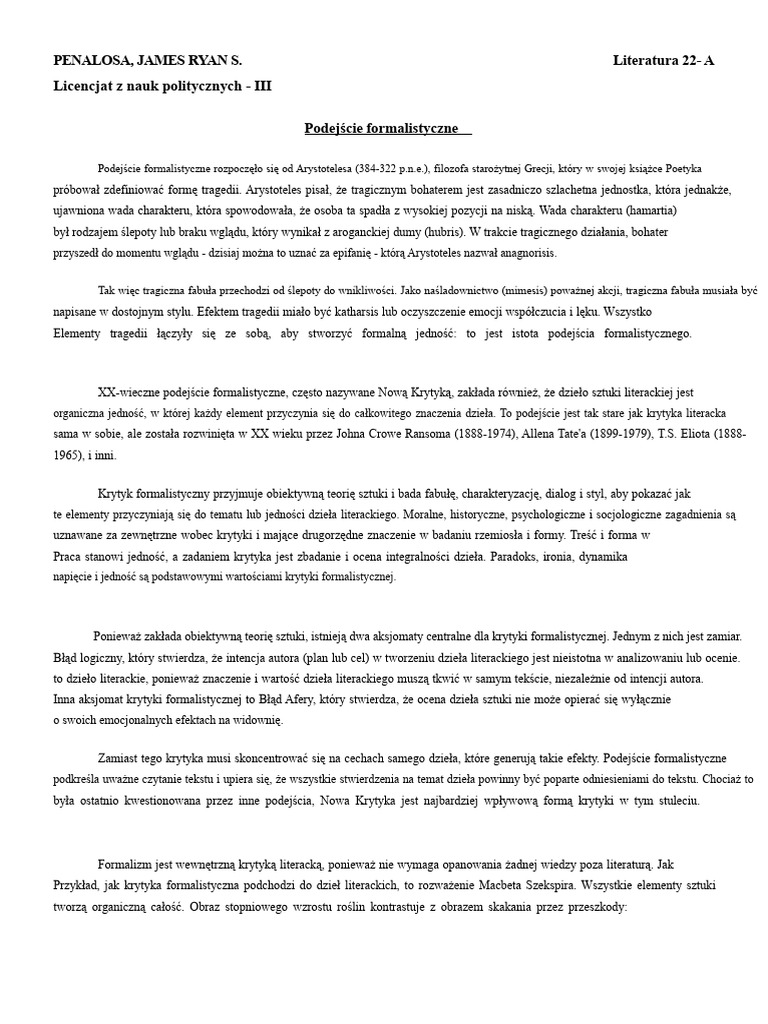 Formalizm w literaturze | PDF