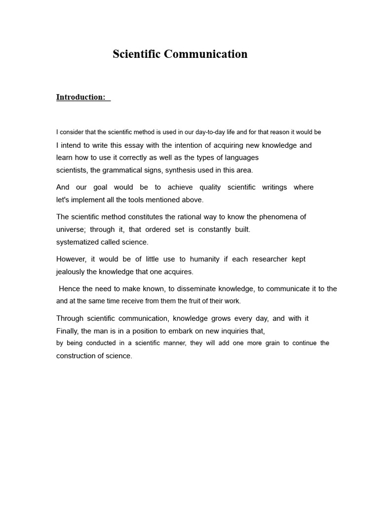 Essay On Scientific Communication | PDF | Knowledge | Communication